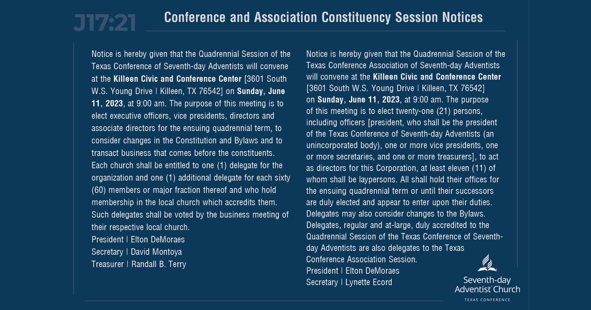 Together As One: Todos Unidos | Texas Conference SDA Headquarters